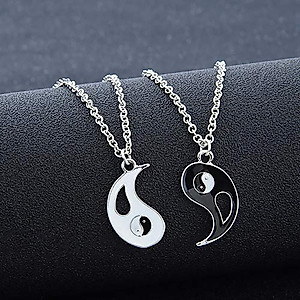 MileHouse Fine Necklace for Girls,2Pcs/Set Best Friends Tai Chi Yin Yang Hollow Pendant Split Matching Necklace