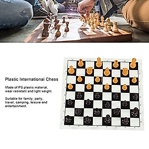 International Plastic Chess Set,Chess Set with 25CM Plastic Film Chessboard and Storage Bag PS International Chess for Adults Kids (Brown)