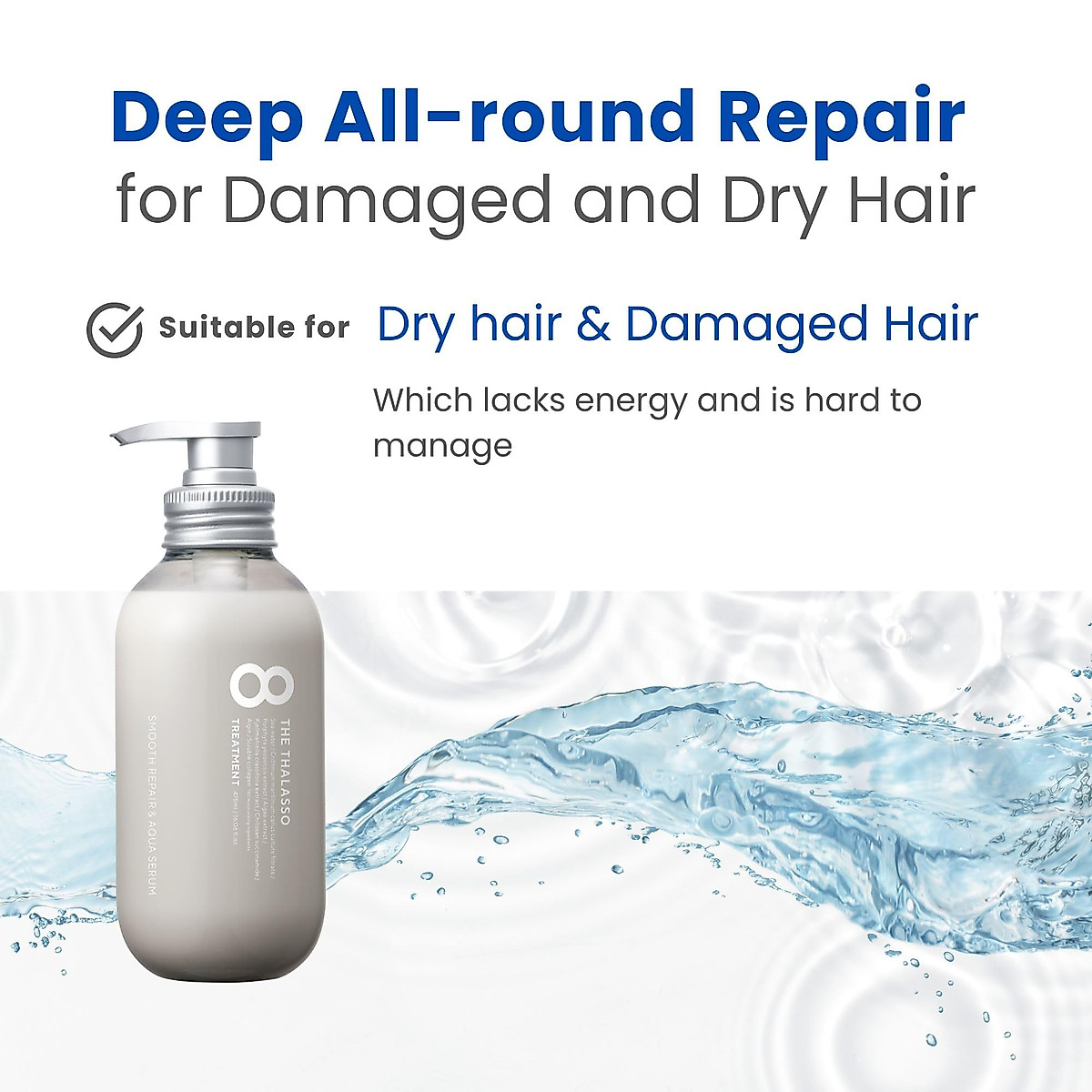 8 THE THALASSO Smooth Series: Normal to Oily Hair Conditioner, Unique Thalasso Stem Cells with Deep Sea Water & Marine Collagen, Chemical-Free, Moisturizing & Smoothing, 475mL /16.06 fl oz