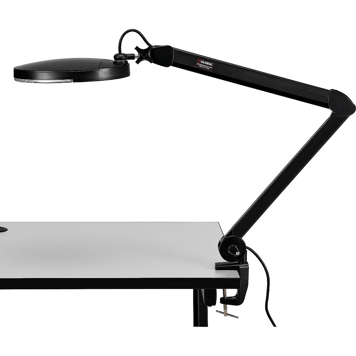 Global Industrial LED Magnifying Lamp, 3 Diopter, Black