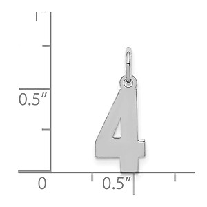 Solid 925 Sterling Silver Small Number 4 Charm Pendant - 20mm x 4mm
