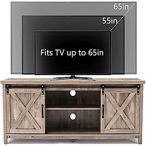 Vinctik 6&Fox 58In Farmhouse Entertainment Center,Rustic TV Stand for up to 65 inch TV,Farmhouse TV Stand with Wood Sliding Barn Door ,Adjustable Storage Shelf,Media TV Table