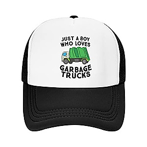 antkondnm Just A Boy Who Loves Garbage Trucks Baseball Cap Funny Trucker Hat for Boys Toddler Kids Adjustable Mesh Hat