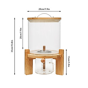DEIGEHJRE Rice Dispenser,Flour and Cereal Container, 5L Glass Food Storge Container for Kitchen Organization and Pantry Store, with Airtight Lid, Measuring Cup and Wooden Stand