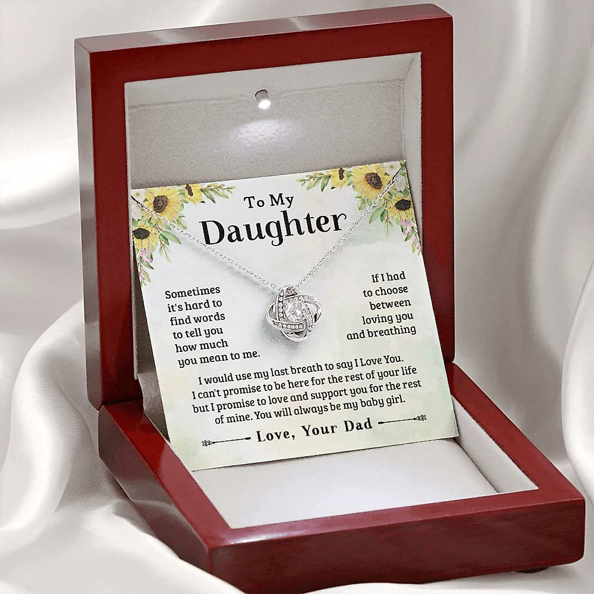 Father to Daughter Gifts from Dad Necklace, Necklace for Dad, My Daddy On Birthday, Mothers Day, Includes Message Card Style 2 (DS-5419683)