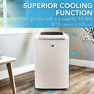 Whynter ARC-148MS 14,000 (10,300 BTU SACC) Portable Air Conditioner with Activated Carbon and SilverShield Filters, up to 500 sq ft, White