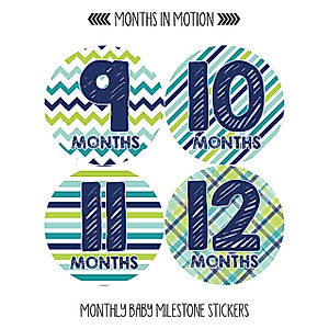 Monthly Stickers for Boy 12 Milestone Sticker Baby Month Infant First Year Belly Gift