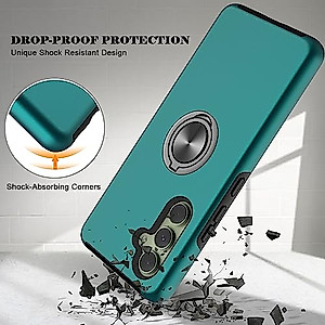 lovpec for Samsung Galaxy A54 5G Case with Glass Screen Protector, Ring Holder Kickstand Drop Proof Protective Slim Dual Layer Stand Non-Slip Tough Cover Cell Phone Case for Galaxy A54 5G (Green)