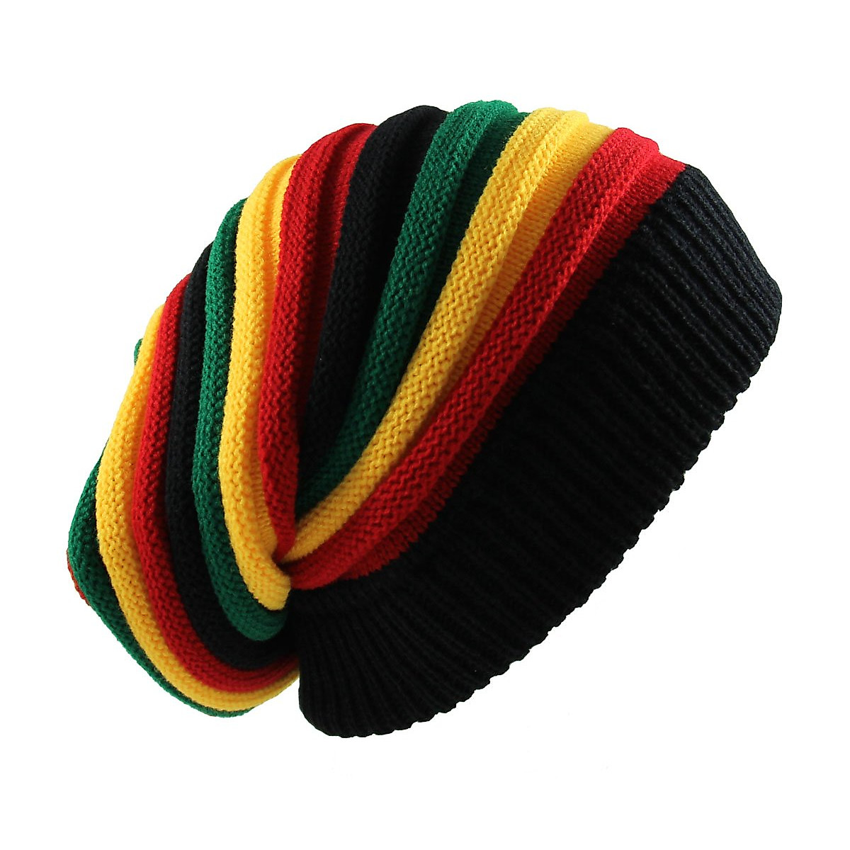 RW mens Classic Rasta Slinky Beanie, Black/Rasta, One Size
