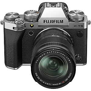 FUJIFILM X-T5 Mirrorless Camera with 18-55mm Lens (Silver) Bundle with Extra Battery & Charger Kit, Tripod, Backpack, & More (14 Items) | USA Authorised with Fujifilm Warranty | Fuji xt5