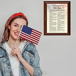 USA Constitution & Bill of Rights - Patriotic Wall Decor Poster Print, This Parchment Replica With American Flag Wall Art Poster Print Is Ideal For Home, Office, & School Wall Art Unframed -11x14"