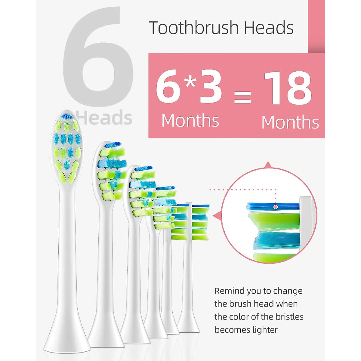 7AM2M Rechargeable Sonic Electric Toothbrush AM100 Package with 10 Brush Heads