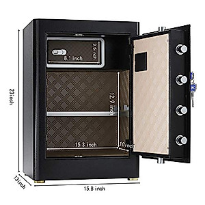 TIGERKING Heavy Duty Large Safe Box, 2.05 Cub Home Safe with Touch Screen Keypad & Built-in Lock Box, Digital Safe for Home Office Money Jewelry Documents Gun