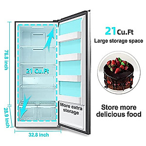 SMETA Upright Freezer, 21 cu. ft Stand Up Convertible Refrigerator Freezer Deep Frost Free Garage Single Door with Digital Control Panel for Kitchen, Home, Office, Stainless Steel