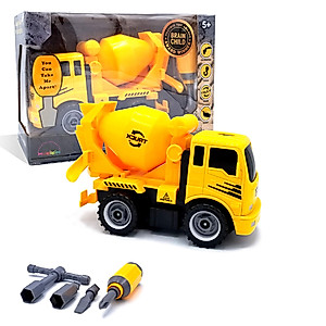 MUKIKIM Construct A Truck - Mixer. Take it Apart & Put it Back Together + Friction Powered(2-Toys-in-1!) Awesome Award Winning Toy That Encourages Creativity! …