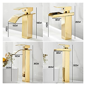 Modern Waterfall Basin Faucet Bathroom Toilet Tap Deck Mounted Mixer Hot & Cold Water Vanity Vessel Brass Faucets ( Color : 01 Long )