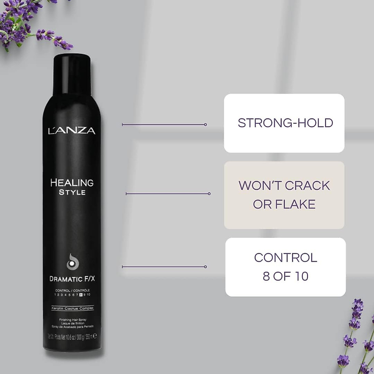 L'ANZA Healing Style Dramatic F/X Hair Spray with Strong Hold Effect, Eliminates Frizz, Nourishes, and Restructures the Hair While Styling, With UV and Heat Protection to Prevent Damage (10.6 Ounces)