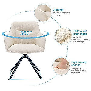 ONEVOG Modern Accent Chair Set of 1, 360 Degrees Swivel Armchair with Metal Legs, Make up Vanity Chair for Small Spaces, Comfortable Desk Chair No Wheels for Home Office, Off White