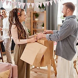 BagDream 10x6.75x12 Paper Bags 100Pcs Brown Paper Bags with Handles, Kraft Shopping Bags, Merchandise Retail Bags, To Go Bags for Takeout Containers, Wider-gusset Recycled Paper Gift Bags Bulk