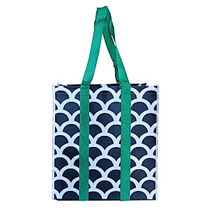 the buti-bag company Extra Large Reusable Shopping Bags Stay Open Premium Wipe Clean (2, Navy Green)