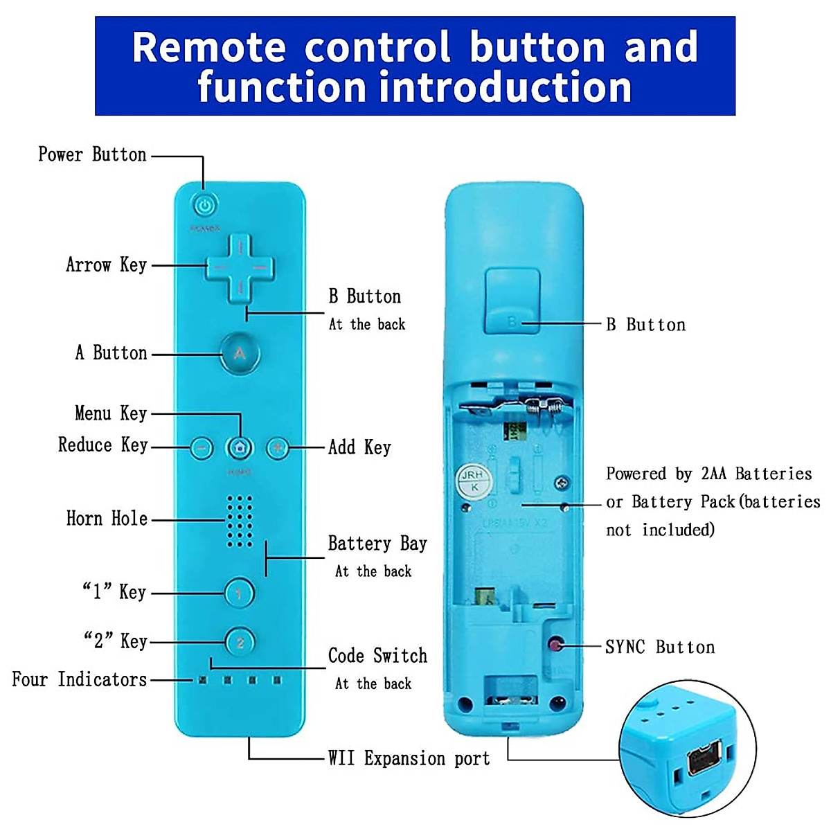 LACTIVX Wii Controller, Wii Remote Controller and Nunchuck 2 Pack Compatible with Silicon Case for Wii Wii U (Red and Deep Blue)