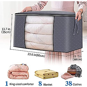 Clothing Storage Bag,Large Capacity Clothes Storage Bag Organizer with Reinforced Handle Thick Fabric for Comforters,Blankets,Bedding,Foldable with Sturdy Zipper, 90L 1-Pack,Clear Window