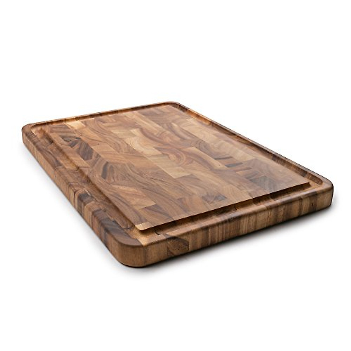Ironwood Gourmet Charleston End Grain Board with Channel, Acacia Wood Brown 20 x 14 Inches