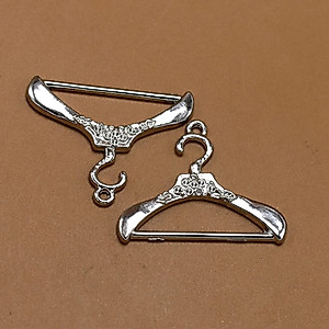 KESYOO 40Pcs Mini Hangers for Crafts Alloy Doll Hangers Miniature Hangers Pendant Charms DIY Jewelry Making Accessories for Necklace Bracelet Antique Silver