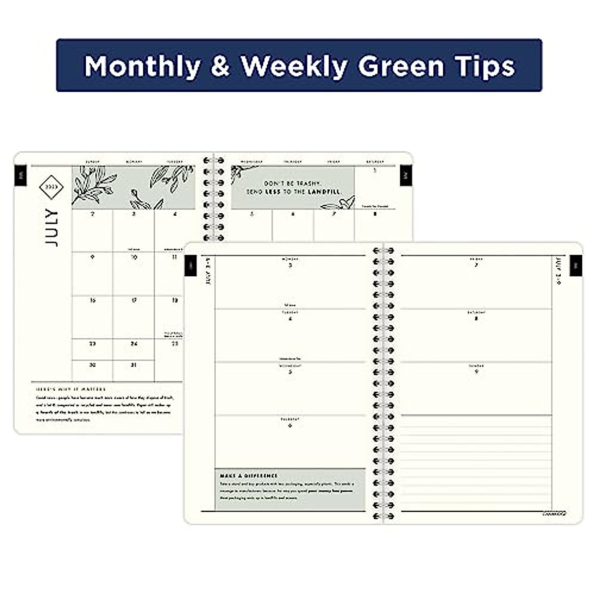 2023-2024 Cambridge® GreenPath Academic Weekly/Monthly Planner, 5-1/2" x 8-1/2", Floral, July 2023 to June 2024, GP40-200A