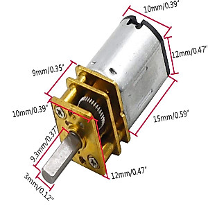 3V 1000RPM Micro DC Gear Speed Reduction Motor with Full Metal Gearbox Motor GA12-N20 3mm Shaft for Robot Models, RC Cars, DIY Toys, Pack of 1, Silver