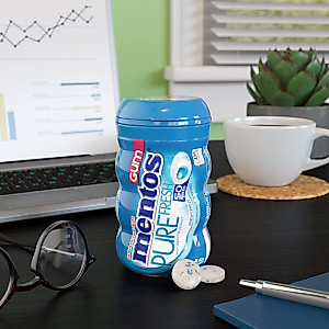 Mentos Pure Fresh Sugar-Free Chewing Gum with Xylitol, Fresh Mint, 50 Piece Bottle (Bulk Pack of 4)