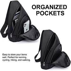 XQXA Sling Bag for Men Lightweight Crossbody Bag Men Hiking Chest Bag Casual Daypack Backpacks Multipurpose One Shoulder Outdoor Travel Bag Phone Bag for Women - Black