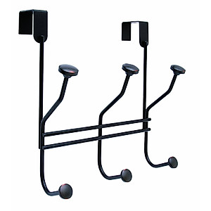 Amerock | Over-The-Door Hook Rack | 3 Double Prong Hooks | Oil Rubbed Bronze | 9-3/4 inch (248 mm) Length