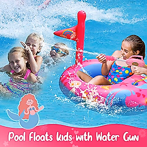 Korigey Mermaid Pool Floats Kids with Water Gun, Pool Toys for Kids Aged 3-8 Years, Toddler Pool Float for Girls, Mermaid Inflatable Float for Pool, Beach and Any Summer Party Gift (36’’x 27’’)