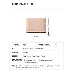 Belsmi Women Small Slim Minimalist Leather Bifold Trifold Wallets (Style D - Beige)