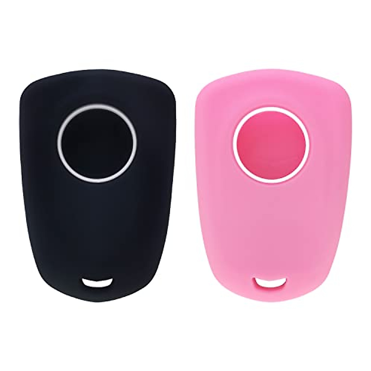 waymei Silicone Key Fob Cover Remote Keyless Case Protector Compatible with 2014-2019 Cadillac ATS CT6 CTS Escalade Escalade ESV SRX XT5 XTS HYQ2AB HYQ2EB (5 Buttons Black & Pink)