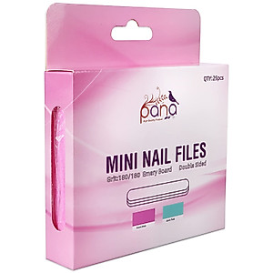 25PCS Mini Size PANA Professional Double Sided Nail Files - Pink&Teal, 180/180 Grit - Emery Board Nail Buffering File Manicure Pedicure Nail Polisher Washable