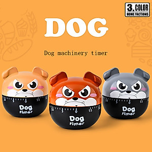 Cute Cartoon Dog Machinery Timers 60 Minutes Mechanical Kitchen Cooking Timer Clock Loud Alarm Counters Manual Timer Mini Size Kitchen Utensil (Brown)