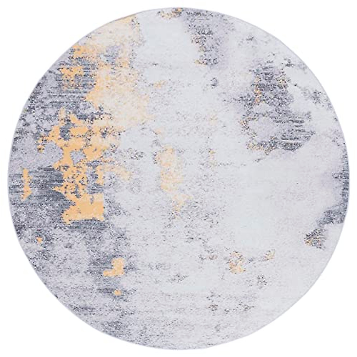 Safavieh Tacoma Collection Machine Washable Slip Resistant 6' Round Grey/Gold TAC803F Modern Abstract Entryway Foyer Living Room Bedroom Kitchen Area Rug