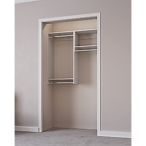 Closet Kit with Hanging Rods - Corner Closet System - Closet Shelves - Closet Organizers and Storage Shelves (White, 48 inches Wide) Closet Shelving