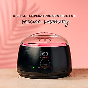 KoluaWax Premium Waxing Kit for Women - Hot Melt Wax Warmer for Hair Removal, Eyebrow, Bikini, Legs, Face, Brazilian Wax & More - Machine + 4-Pack Hard Wax Beads + Accessories, Black