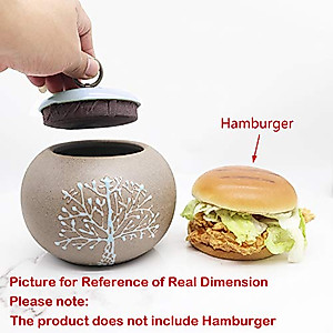 M MEILINXU Funeral Medium Keepsake Urn for Ashes - Ceramics Cremation Urn for Human Ashes - Hand-Painted -Fits a Small Amount of Cremated Remains- Display Burial at Home or Office (Brown Tree of Life