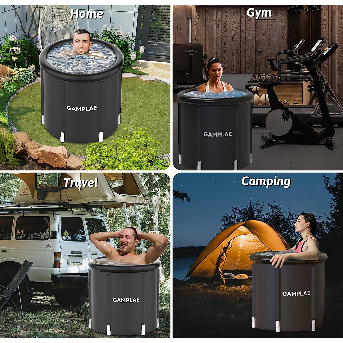 Portable Ice Bath Tub for Athletes Adults, Large 99 Gallons Ice Plunge Tub with Cover, Ice Pod Cold Bath Plunge Tub for Cold Water Therapy and Recovery, Thicken Cold Tub Ice Baths at Home & Outdoor