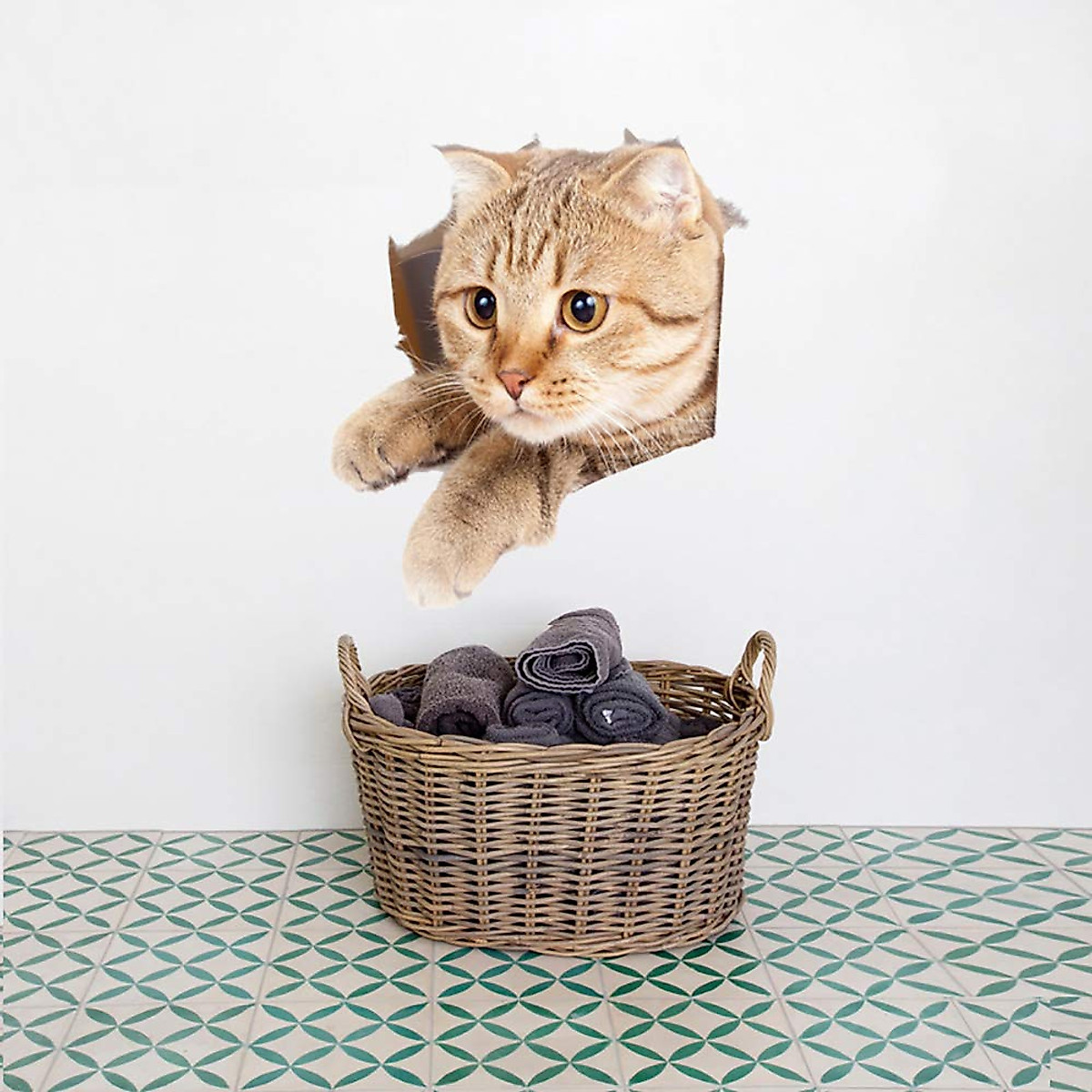 11PCS New 3D Removable Cartoon Animal Cats Large Wall Stickers, Easy to Peel Easy to Stick Safe on Painted Walls Cute Cat Decor Posters for Nursery Room Toilet Kitchen Offices