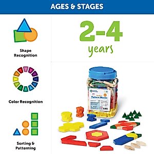 Learning Resources Wooden Pattern Blocks, Early Math Concepts, Set of 250, Ages 3+