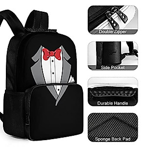 Tuxedo Bodysuits 16 inch Backpack Lightweight Back Pack with Handle Funny Cute Prints