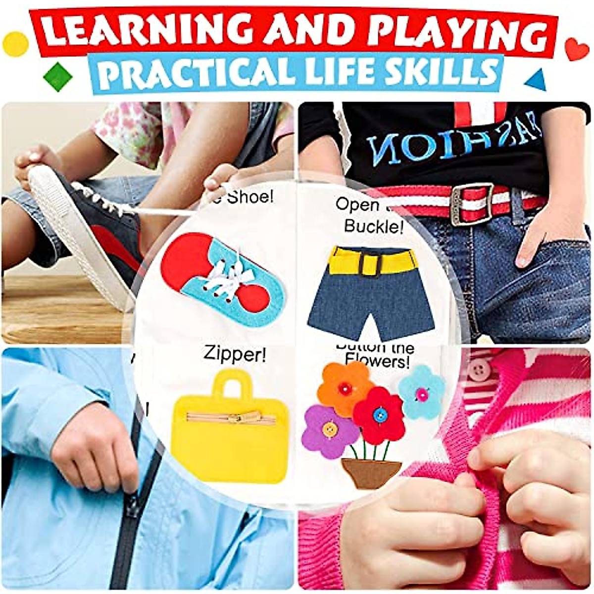 Jollybaby My First Busy Book Soft Fabric Cloth Books for Toddlers 1 2 3 Years Old My Quiet Book Church/Travel Toy Activities Learning Educational Book with 10 Sensory Items for Boys & Girls