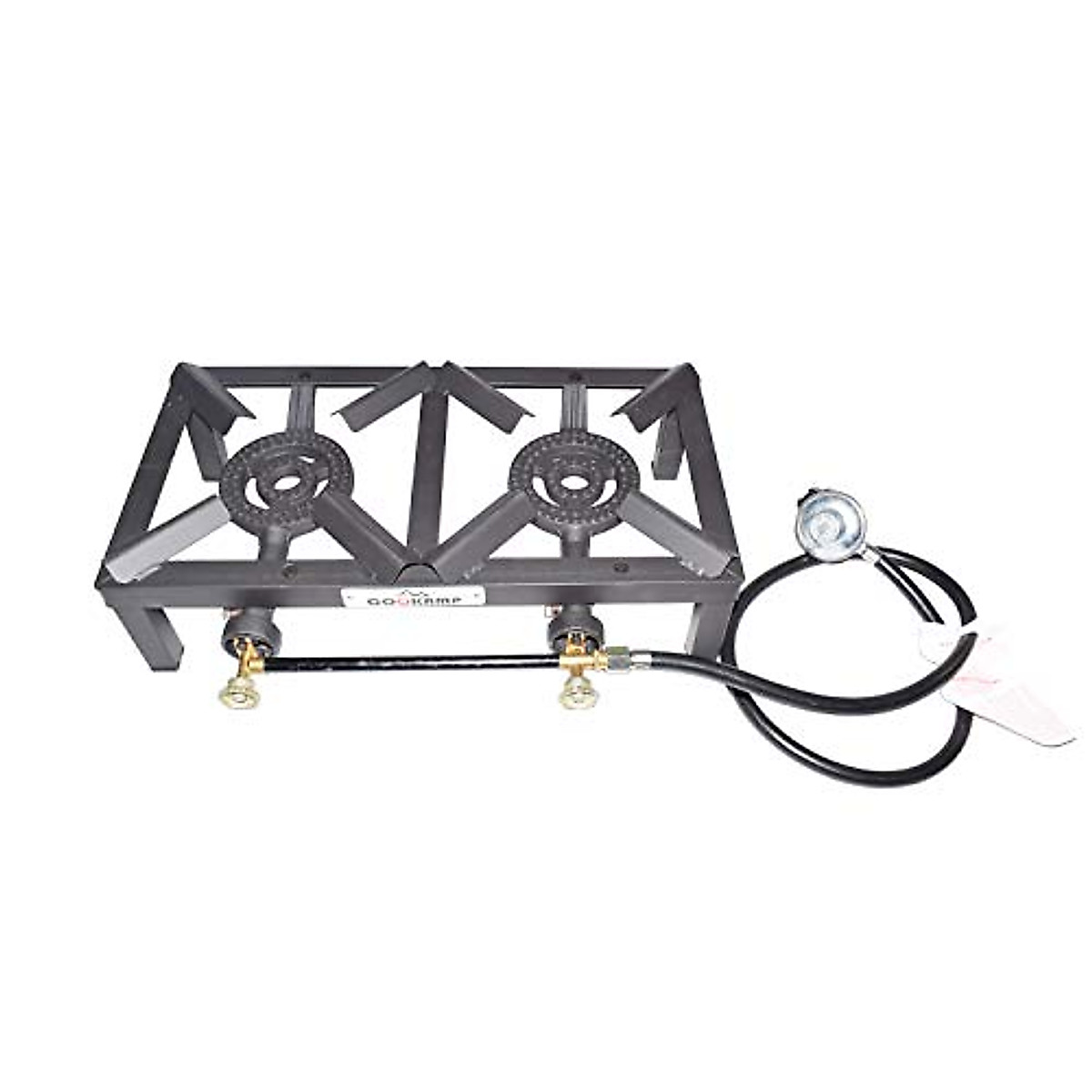 COOKAMP Double Burner Angle Iron Camp Stove with CSA Listed Regulator and 4ft Hose [SA2200]