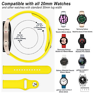 Sport Band for Samsung Galaxy Watch 7/6/5/4/FE Band 40mm 44mm/Galaxy Watch 6 Classic 47mm 43mm/4 Classic 46mm 42mm/Active 2/Watch 5 pro 45mm/3 41mm Women/Men,20mm Silicone Strap Correa Wristbands 4PCS