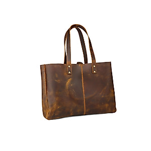 Leather Castle Vintage Buffalo Hide Women’s Tote Bag, Travel Handbag, Shopping Shoulder Bags, Large - Brown